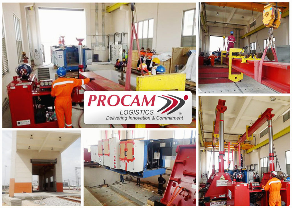 Procam Logistics performed the installation of a lathe machine using their own four point jack ...
